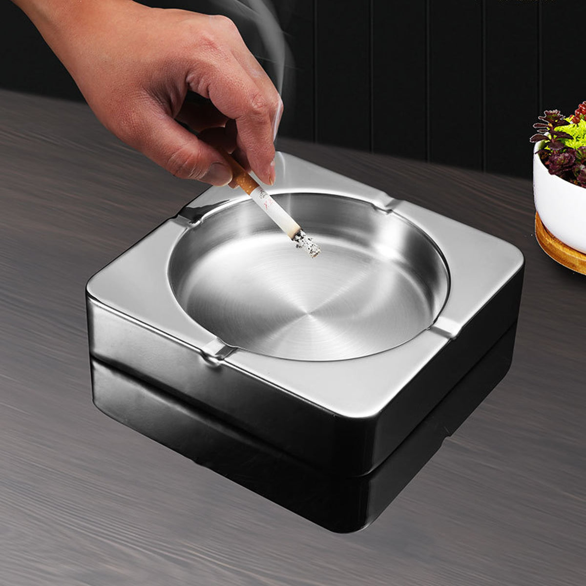 Ashtray Square Stainless Steel Thick – Ashtray Planet