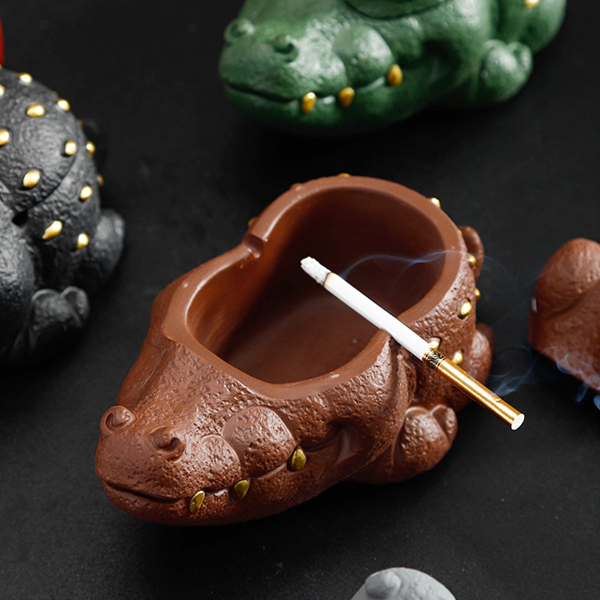 Covered Ashtray Cute Crocodile Rhino Cement Ash Tray – Ashtray Planet