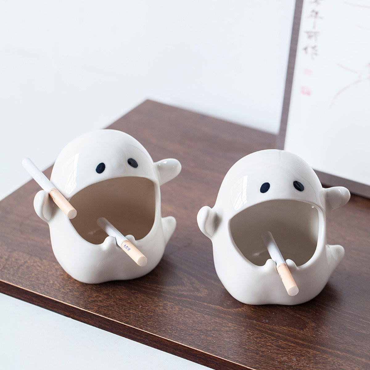 Ghost Ashtray White Cute Windproof Ash Tray – Ashtray Planet