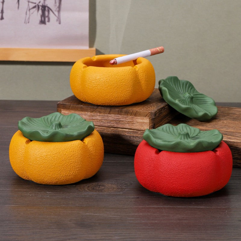Persimmon Cigarette Ashtray with Lid Cement – Ashtray Planet