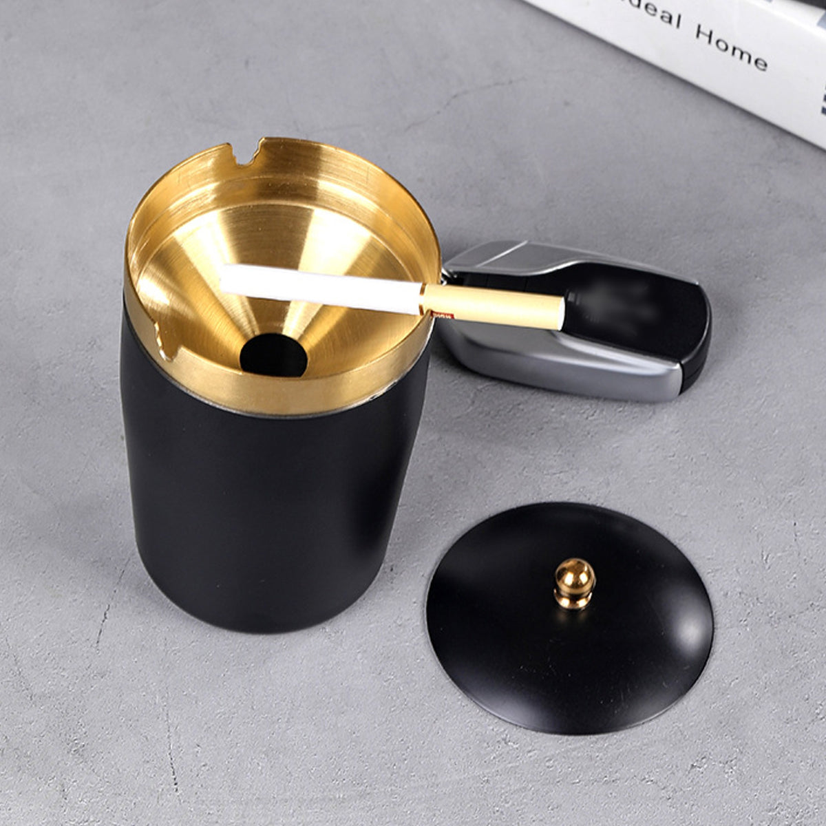 Car Ashtray with Lid Metal Smokeless – Ashtray Planet