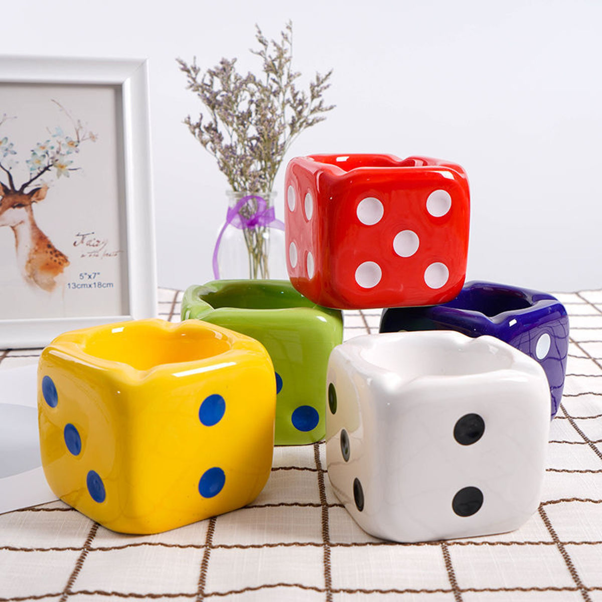 Colorful Dice Ashtray Minimalist Ceramic Ash Tray – Ashtray Planet