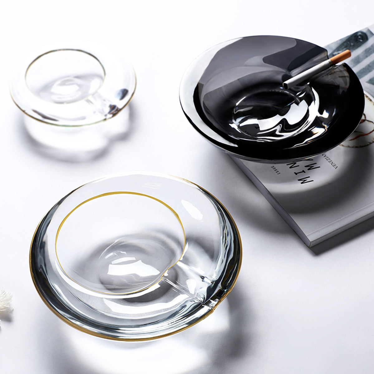 Cigar Ashtray Crystal Glass Round – Ashtray Planet