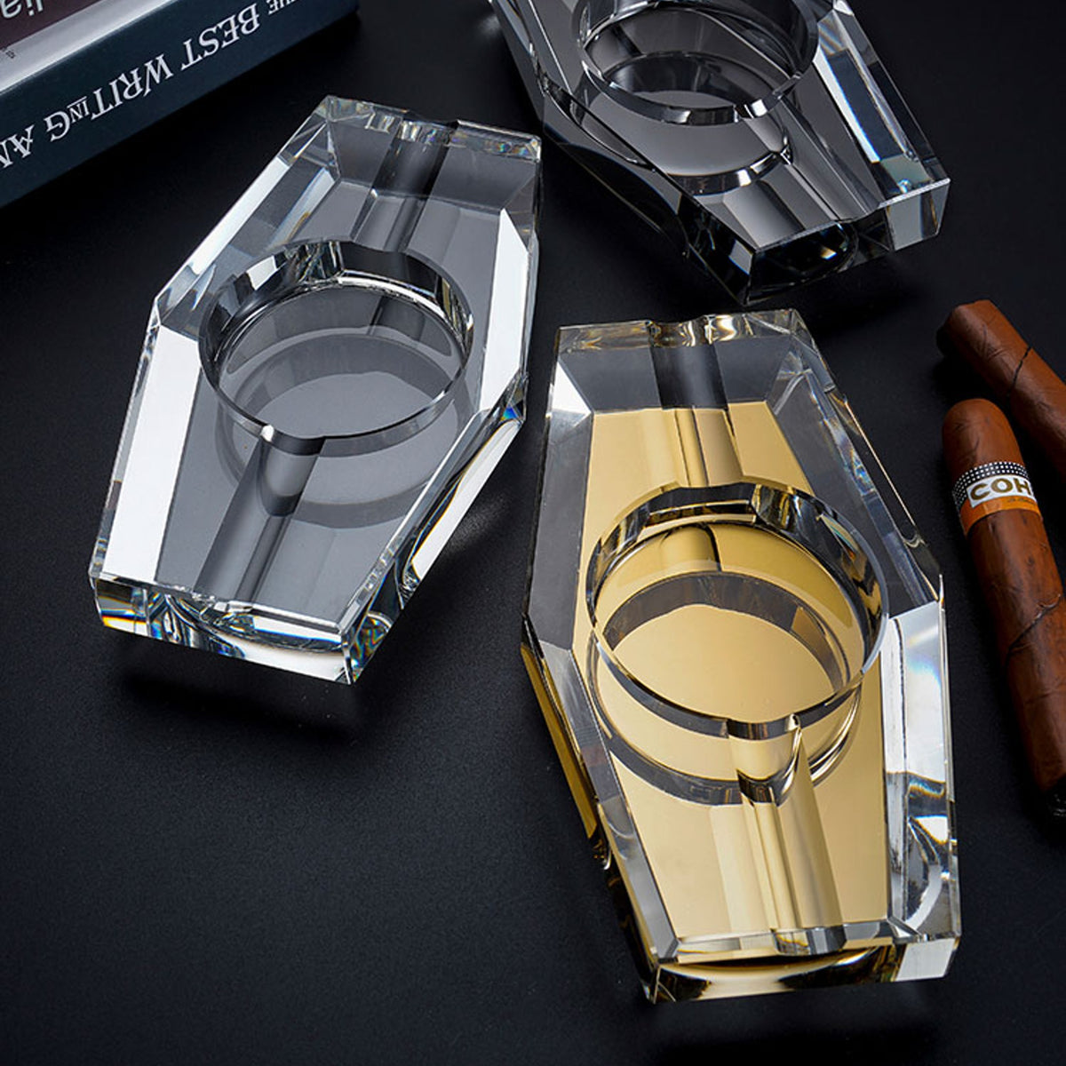 Cigar Ashtray Crystal Glass (double cigars) – Ashtray Planet