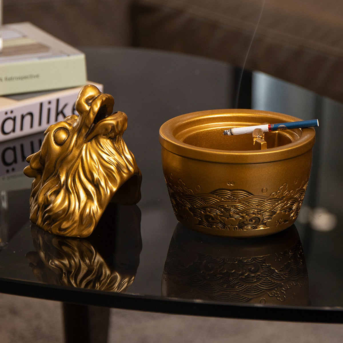 Dragon Ashtray with Lid Resin – Ashtray Planet