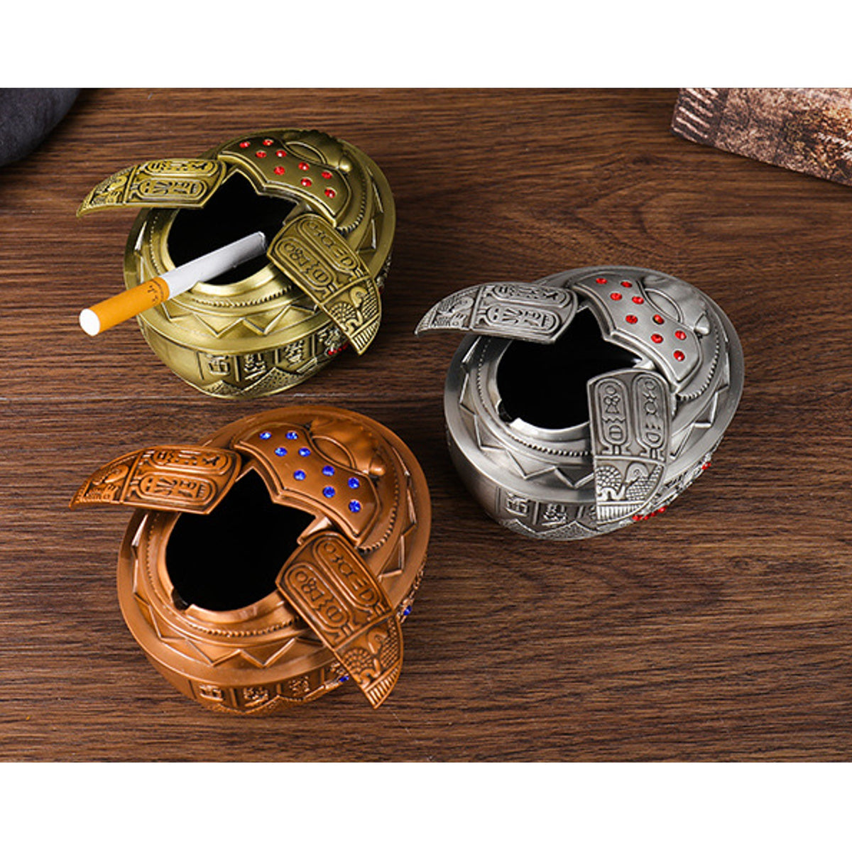 Metal Ashtray with Lid Vintage Egyptian Ash Tray – Ashtray Planet