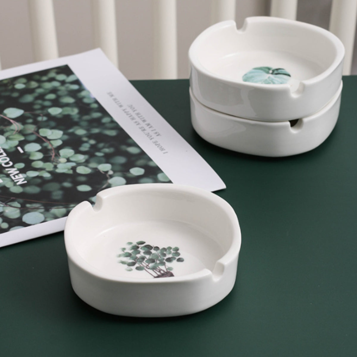 Minimalist Ashtray Elegant Plants White Ash Tray – Ashtray Planet