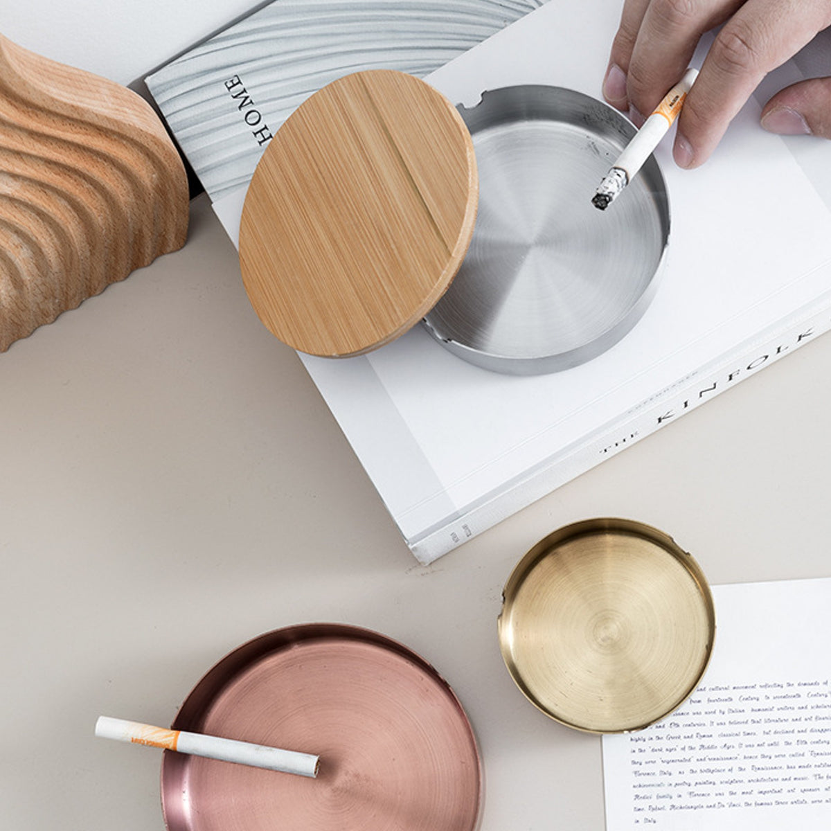 Minimalist Stainless Steel Ashtray with Lid – Ashtray Planet