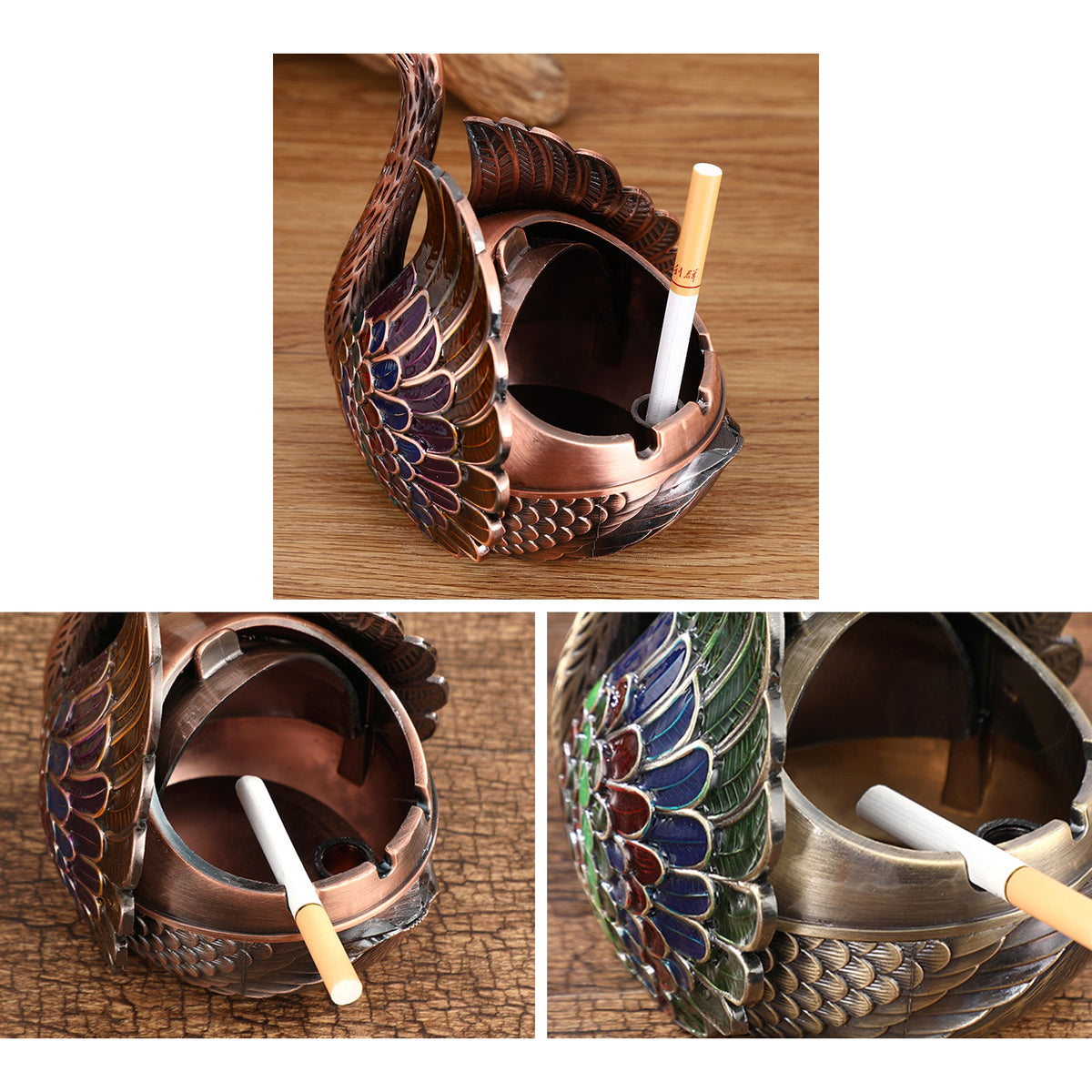 Swan Ashtray Cool Decorative Metal Ash Tray Covered Lidded – Ashtray Planet