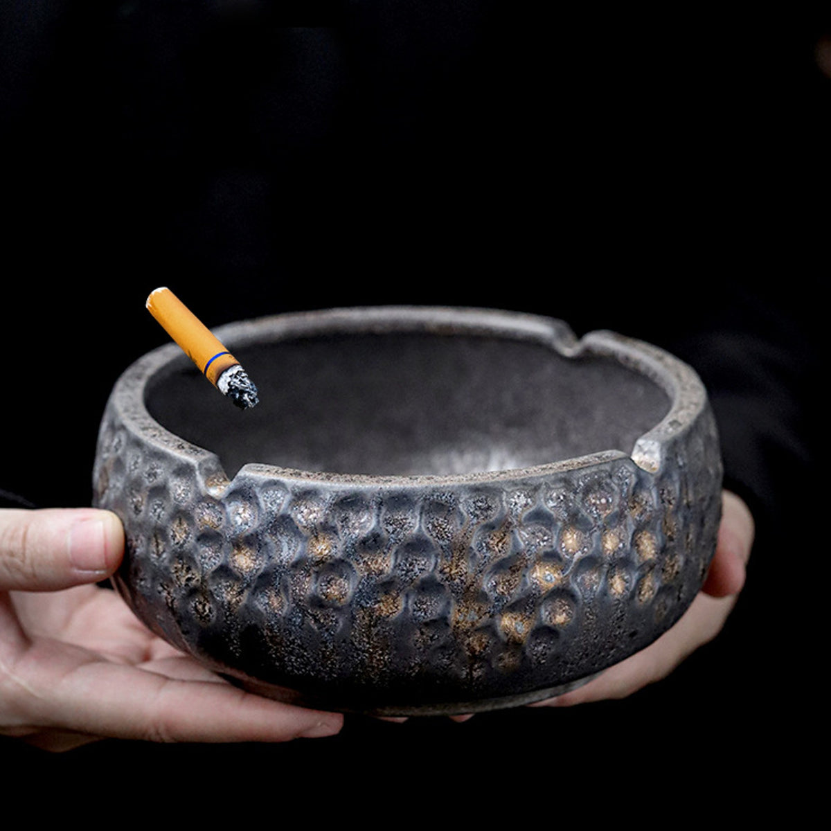 Hammered Copper Ashtray with Lid Round – Ashtray Planet