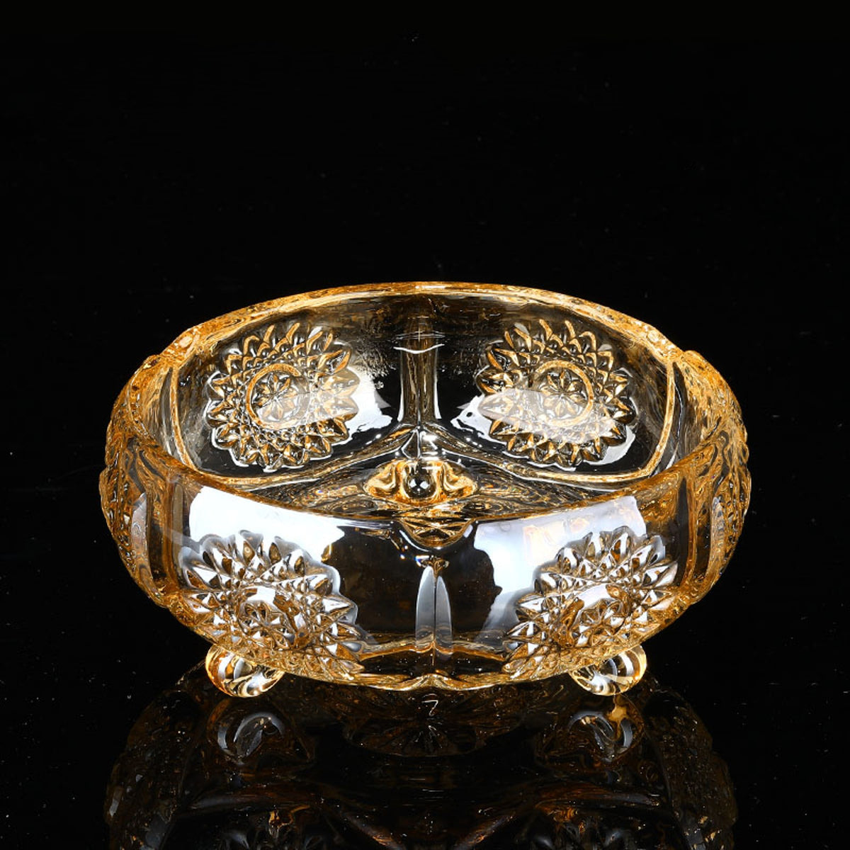Ashtray Crystal Glass Gold Color – Ashtray Planet