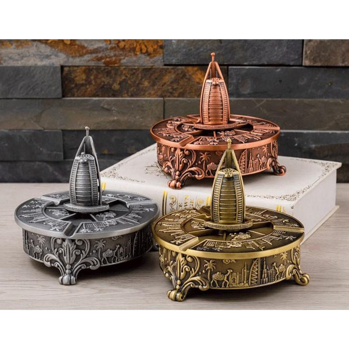 Ashtray with Rotatable Lid Metal Middle Eastern Style – Ashtray Planet