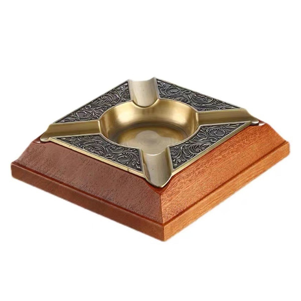 Cigar Ashtray Square Rectangular Wood Metal – Ashtray Planet