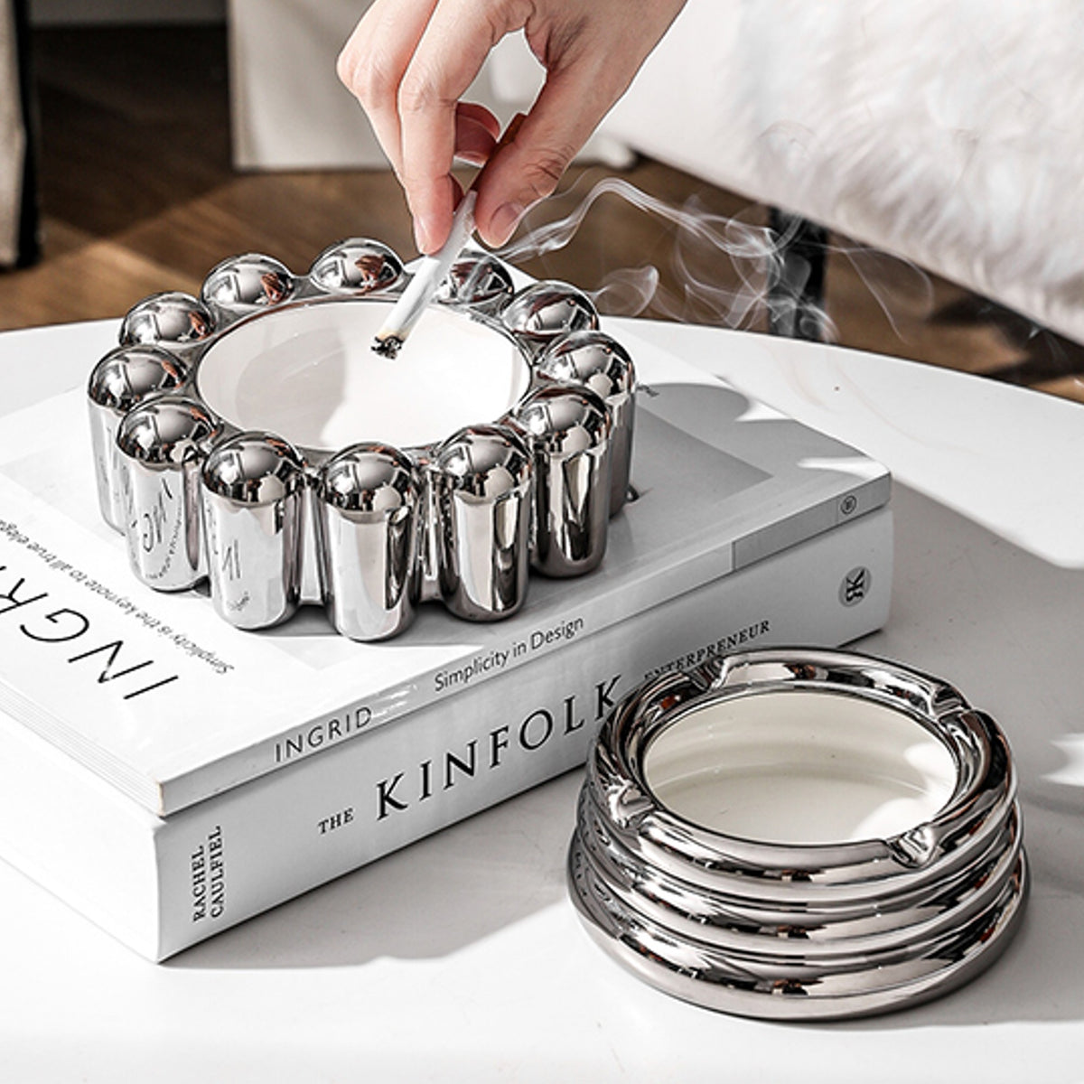 Classy Ashtray Ceramic Silver Plated Nordic Minimalist – Ashtray Planet