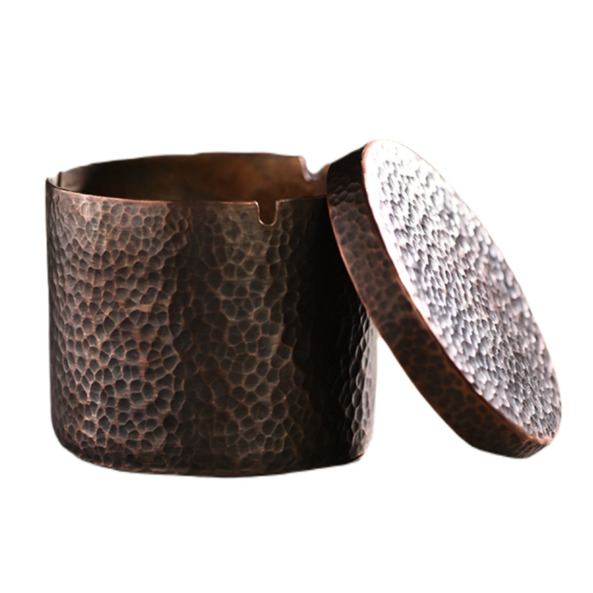 Hammered Copper Ashtray with Lid Round – Ashtray Planet