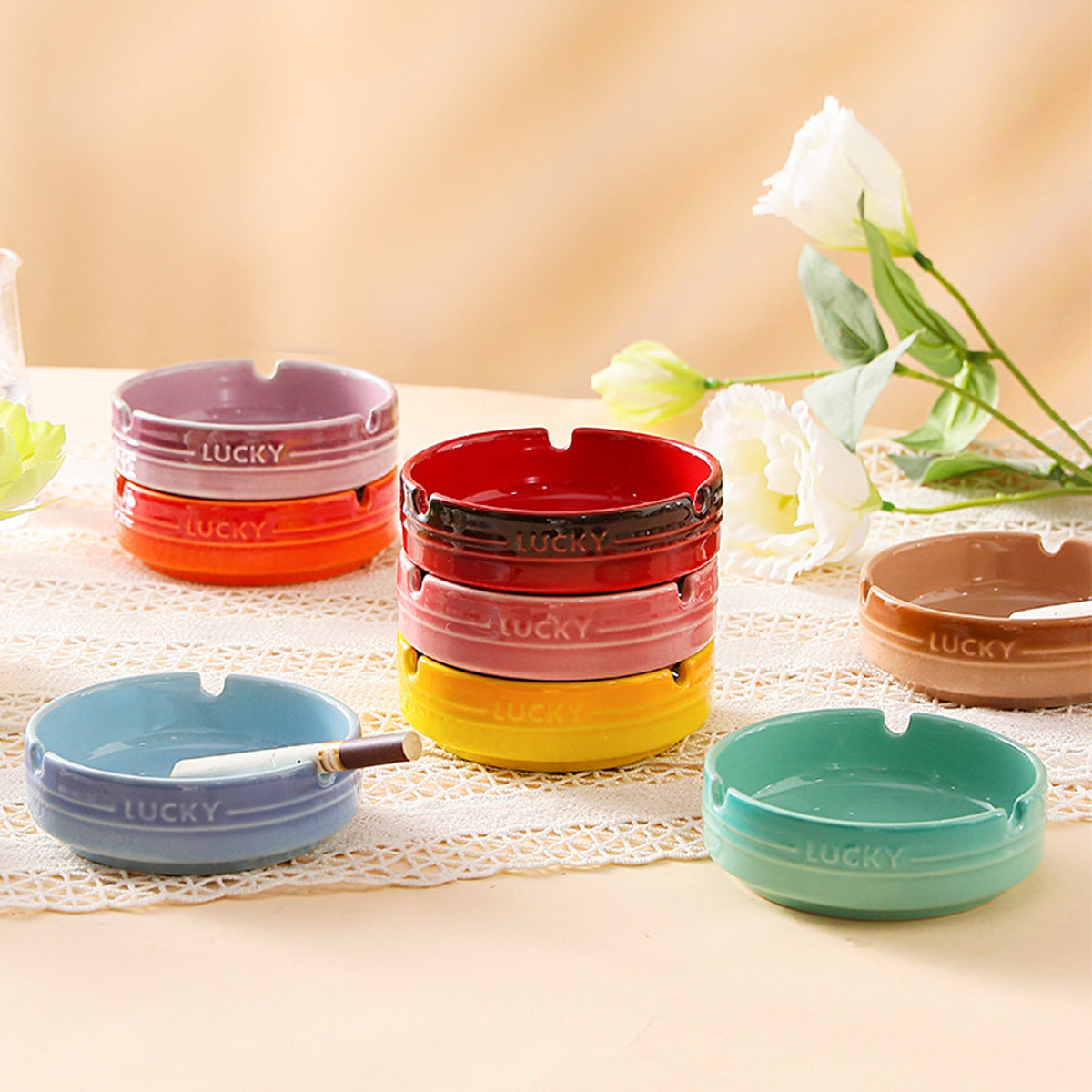 Lucky Ashtray Minimalist Colorful Ceramic – Ashtray Planet