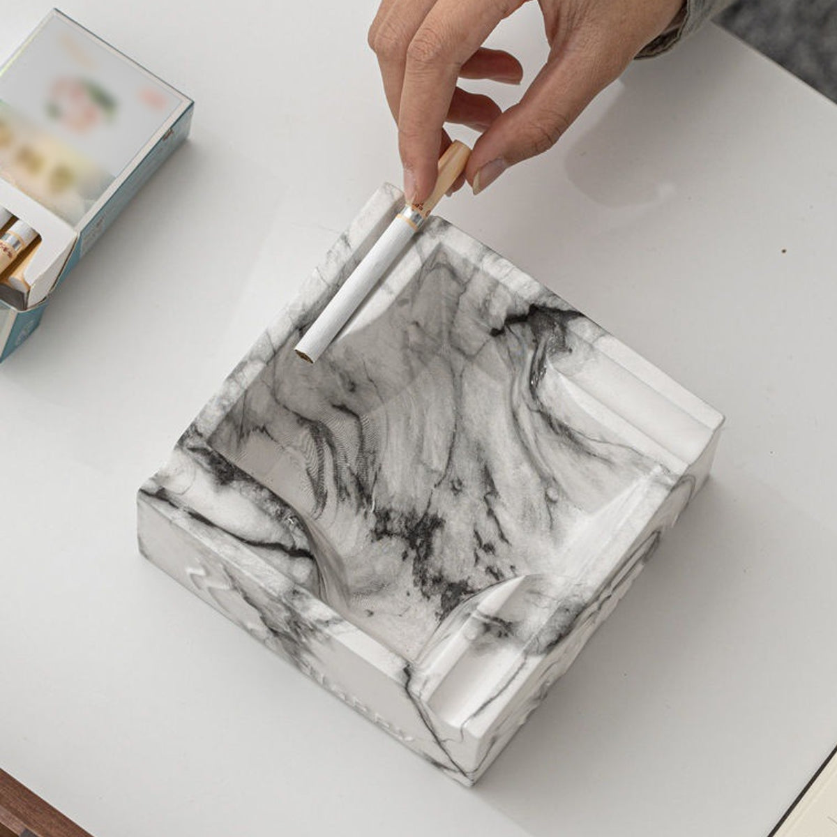 Square Ceramic Ashtray Marble Patterns – Ashtray Planet