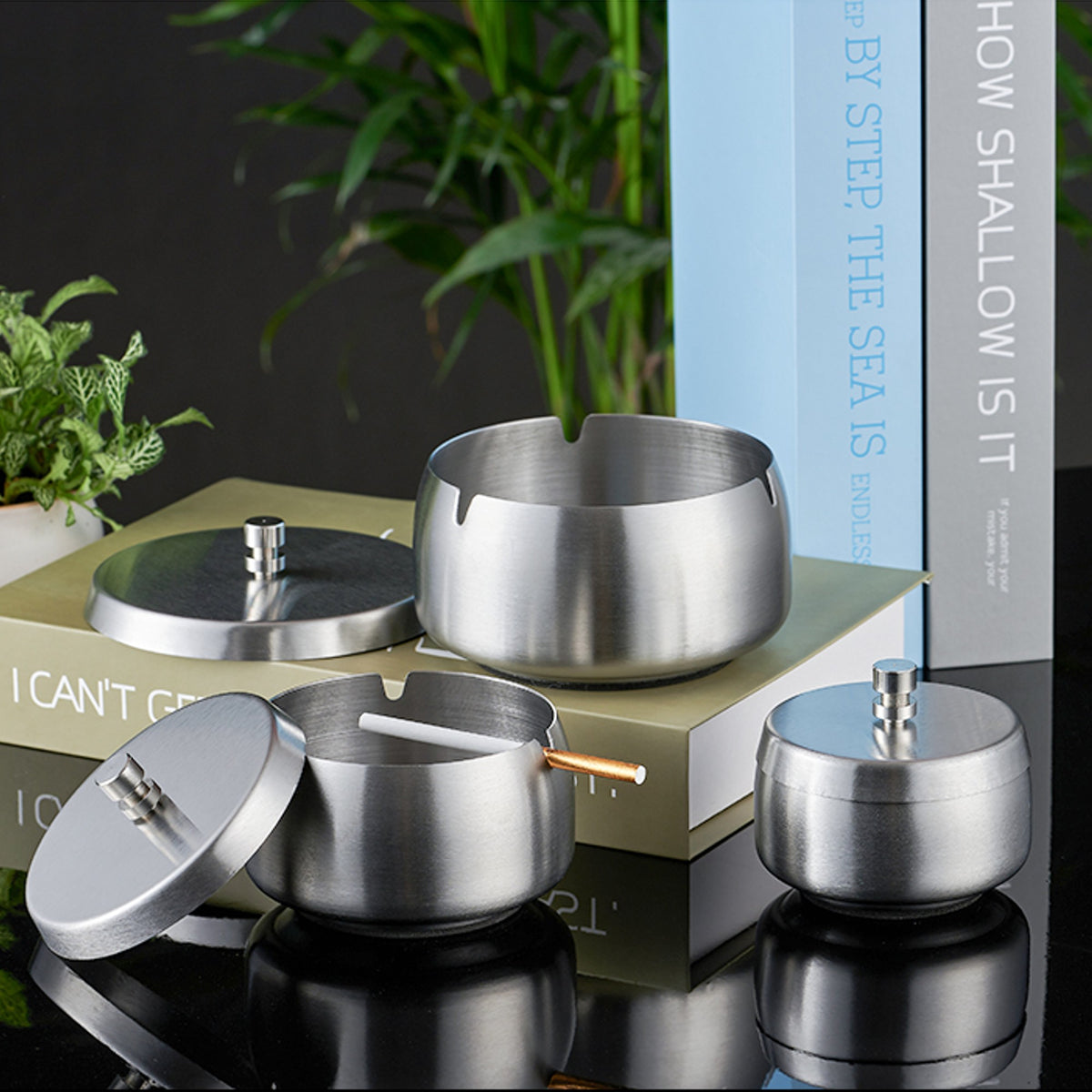 Outdoor Ashtray with Lid Metal Smokeless Covered Ash Tray – Ashtray Planet