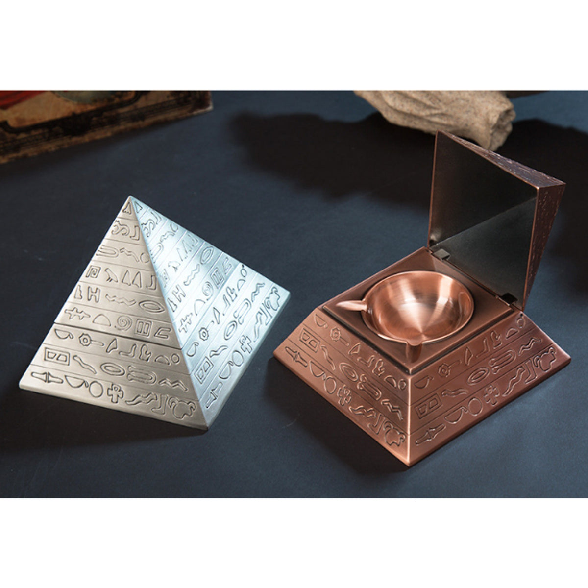 Pyramid Ashtray with Lid and Ancient Egyptian Words – Ashtray Planet