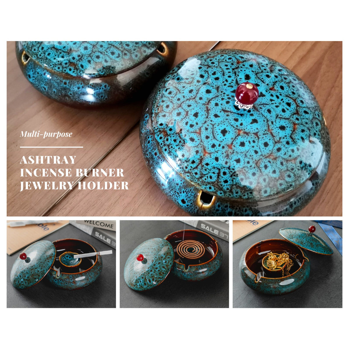 Outdoor Ashtray for Patio with Lid Large Ceramic – Ashtray Planet