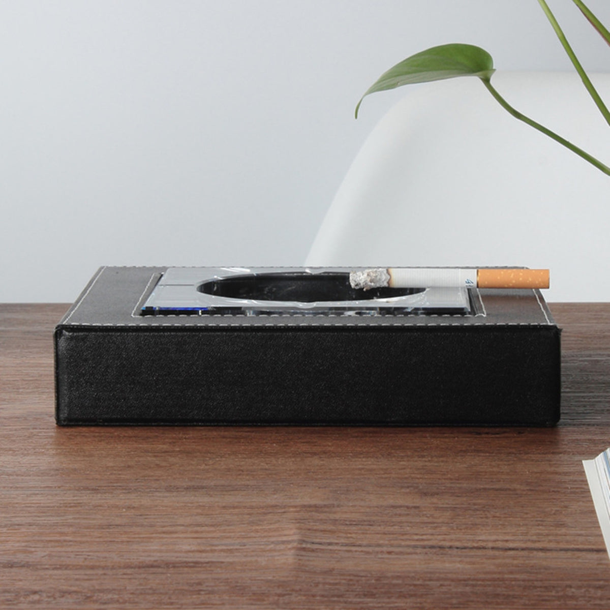 Glass Ashtray with Leather Case Square Modern Ashtray – Ashtray Planet